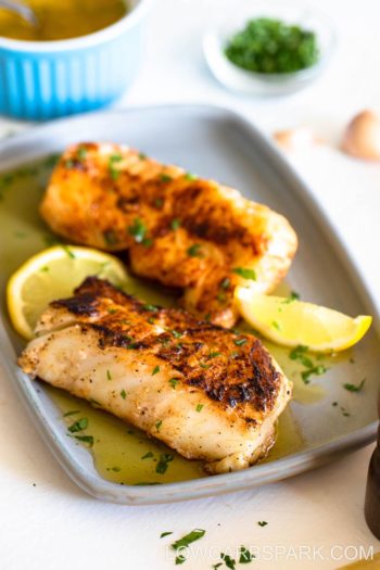 Pan Seared Halibut with Garlic Butter Sauce - Low Carb Spark