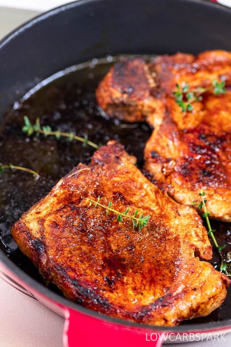 Juicy Pan-Seared Pork Chops - Low Carb Spark
