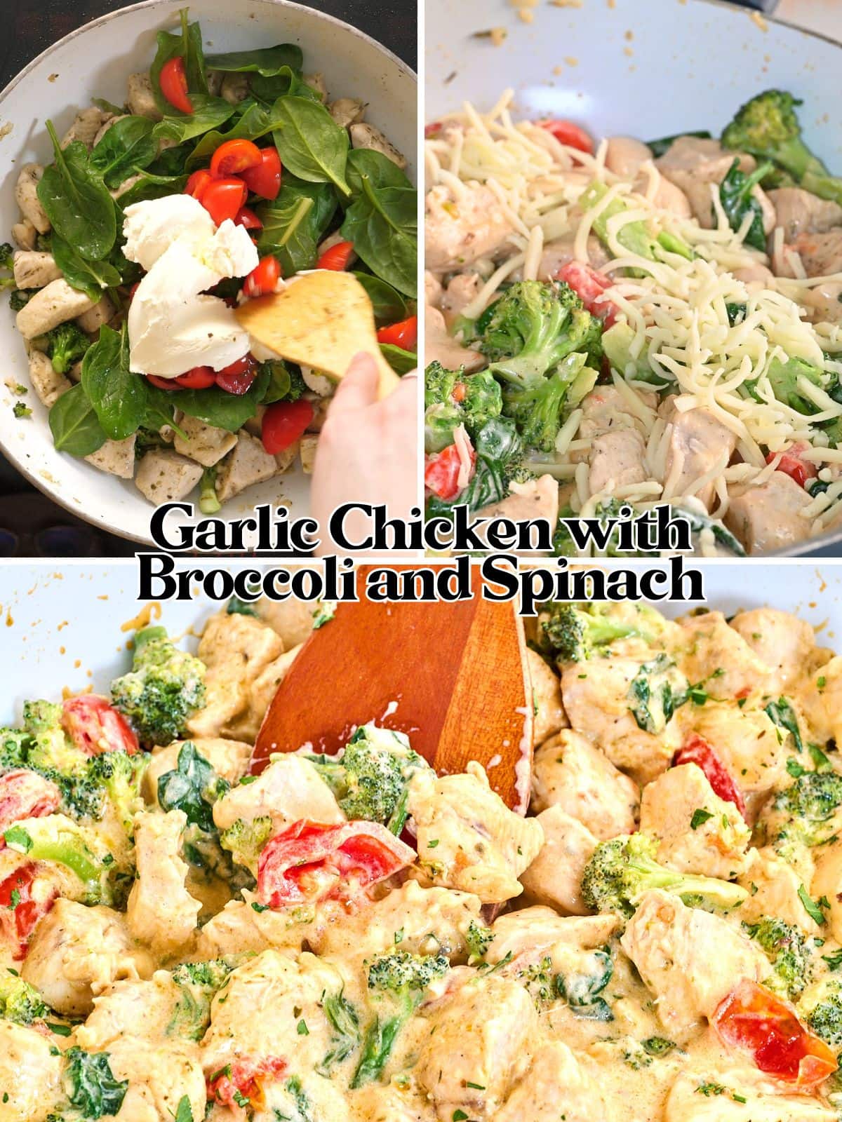 Garlic Chicken with Broccoli and Spinach (20 Minute Recipe) - Low Carb ...