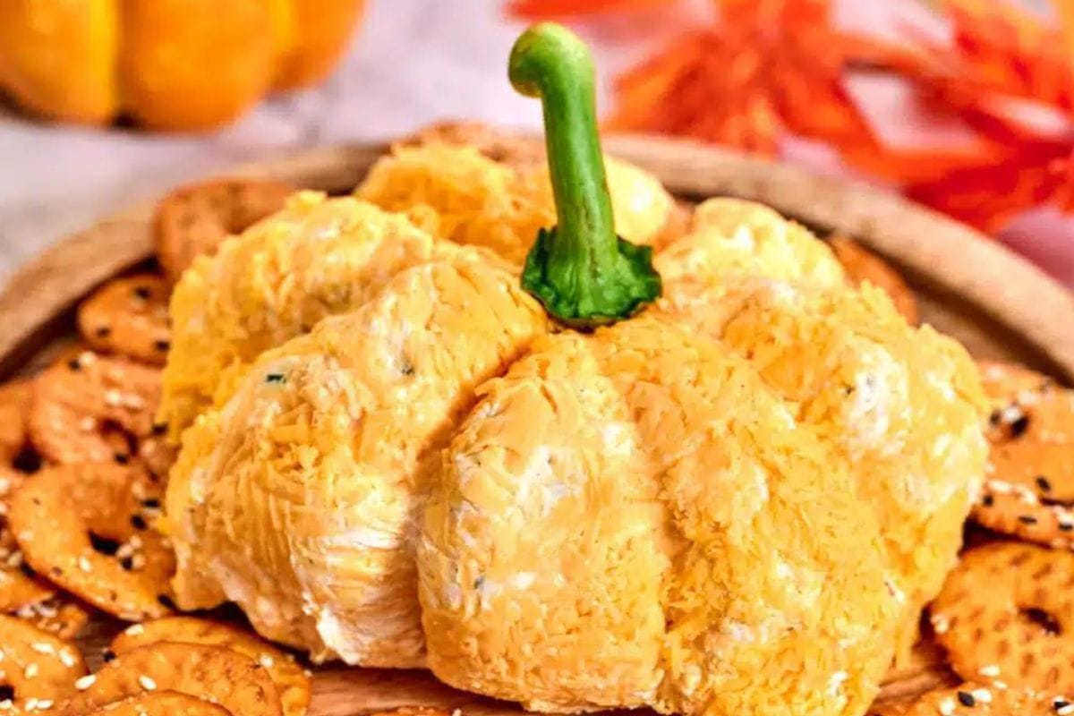 Festive Pumpkin-Shaped Cheese Ball - Low Carb Spark