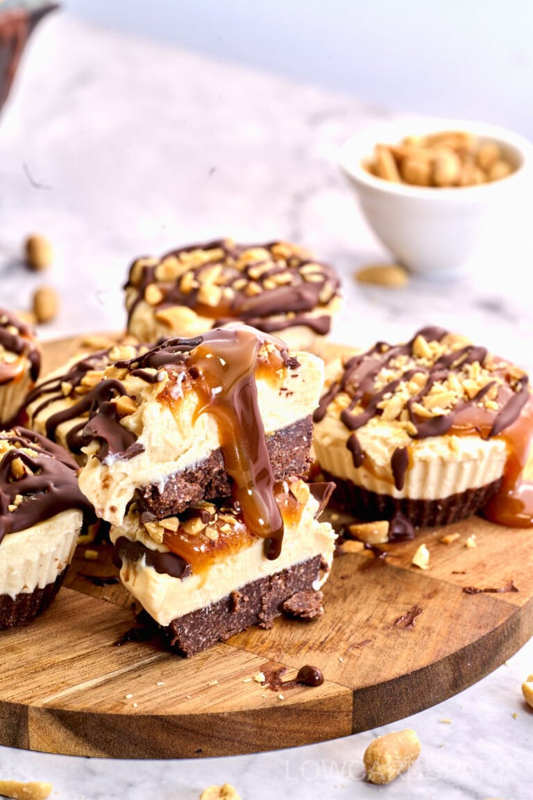 Keto Mini Snickers Cheesecake (No Bake!) - Low Carb Spark