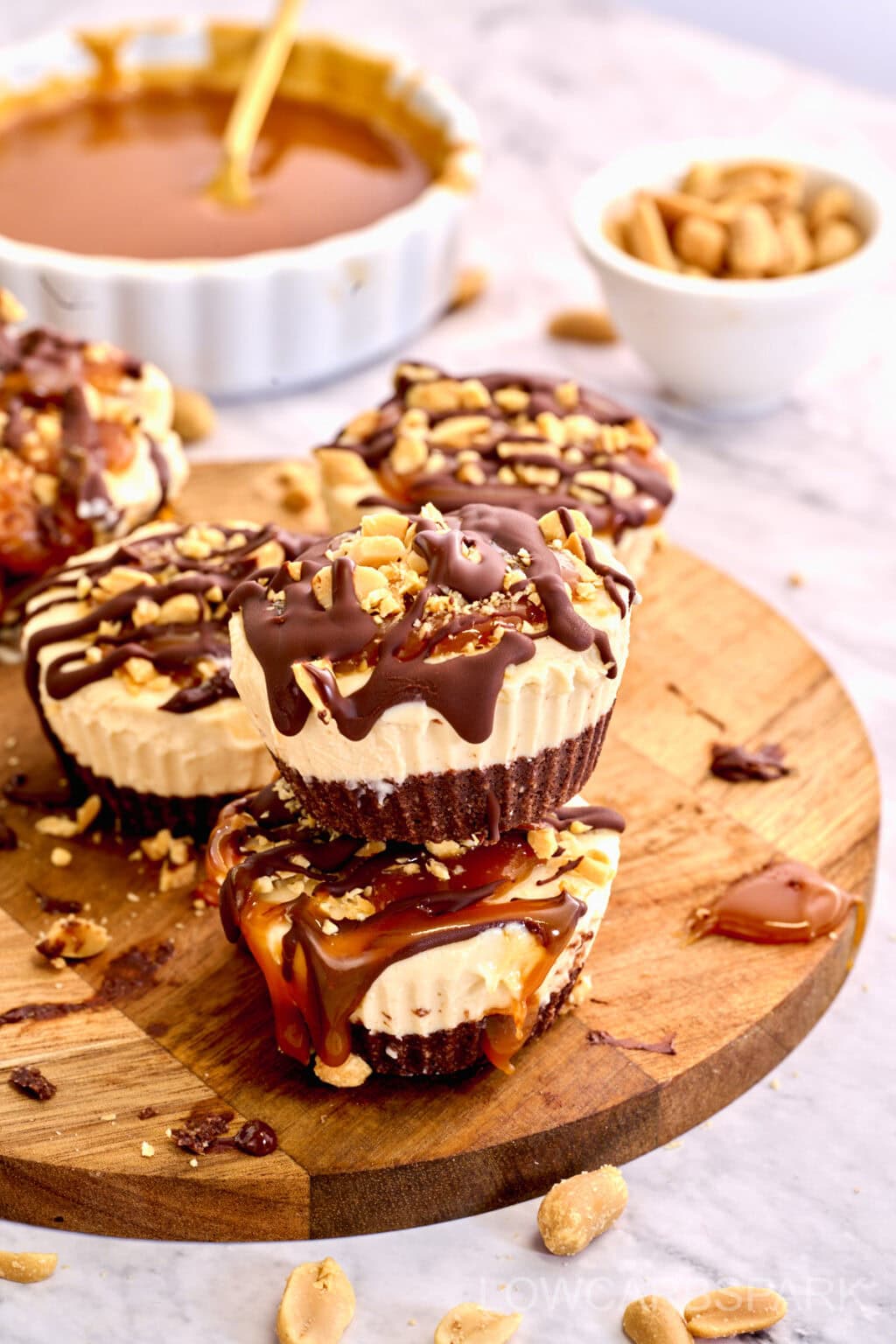 Keto Mini Snickers Cheesecake (No Bake!) - Low Carb Spark