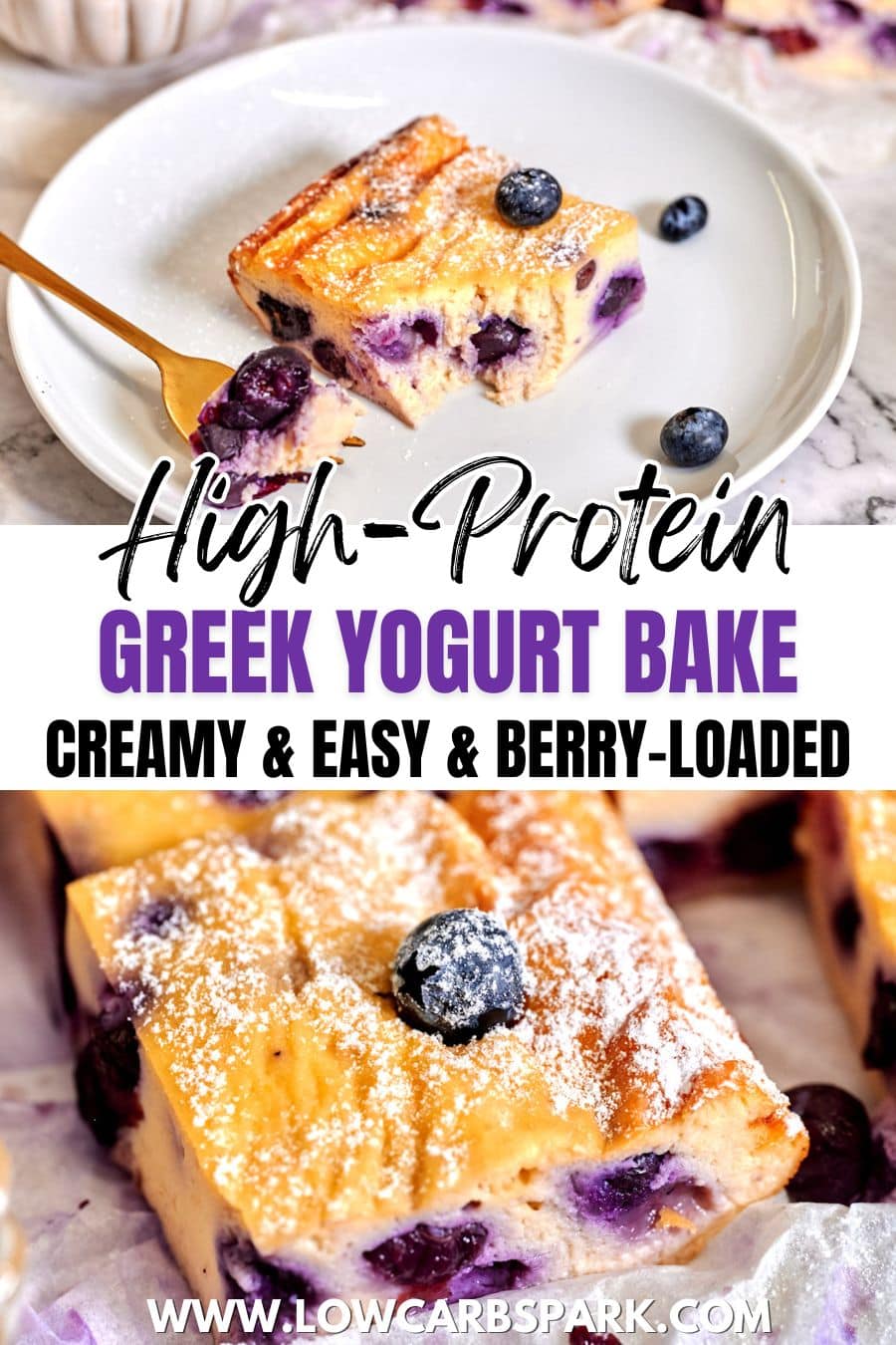 Healthy Greek Yogurt Bake with Blueberries - Low Carb Spark